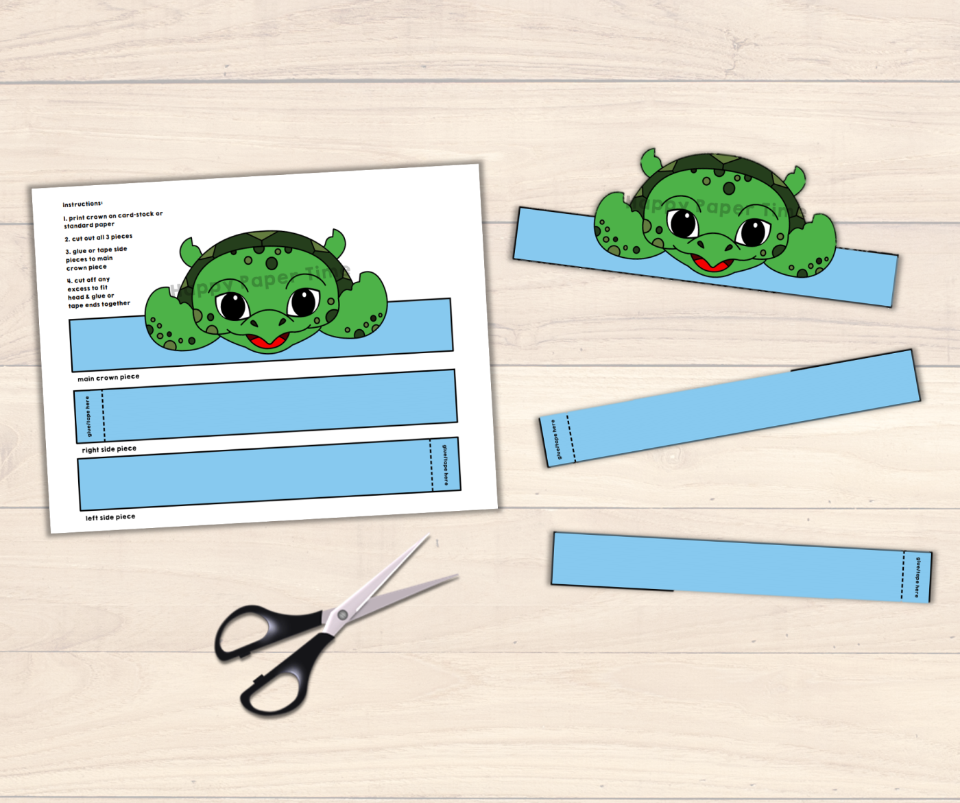Sea Turtle Paper Crown Printable Ocean Sea Animal Costume Craft | Made ...