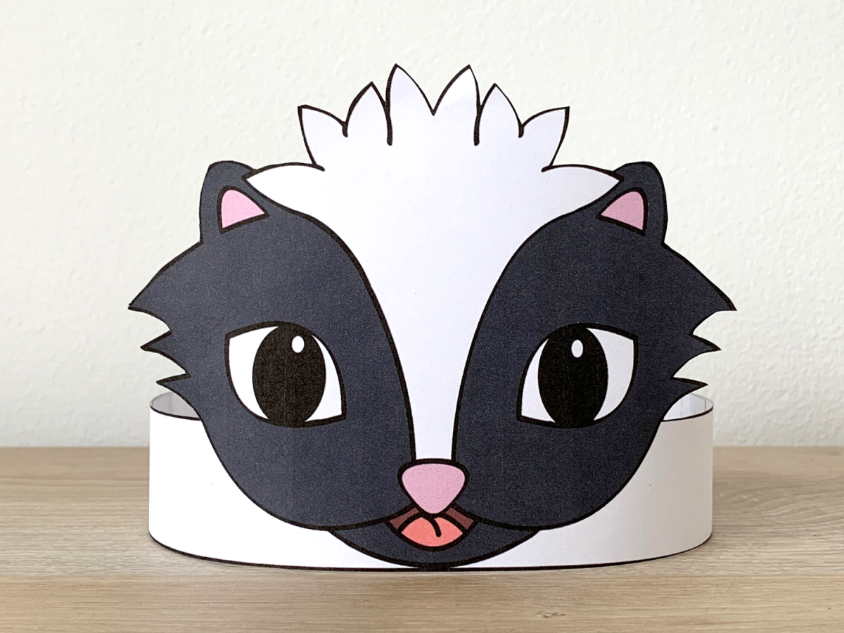 Skunk Paper Crown Printable Forest Animal Costume Craft - Made By Teachers