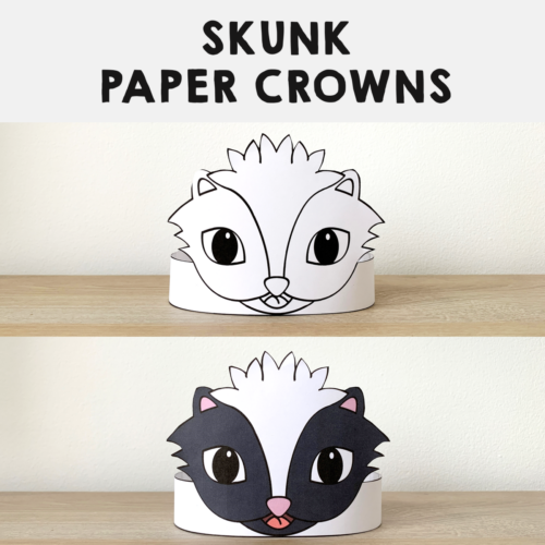 Skunk Paper Crowns Printable Forest Animal Coloring Craft | Made By ...