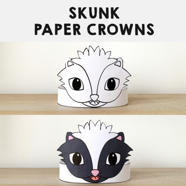 Skunk Paper Crowns Printable Forest Animal Coloring Craft | Made By ...