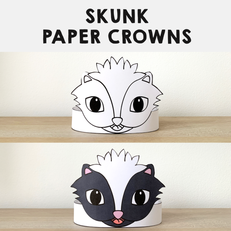 Skunk Paper Crowns Printable Forest Animal Coloring Craft - Made By ...