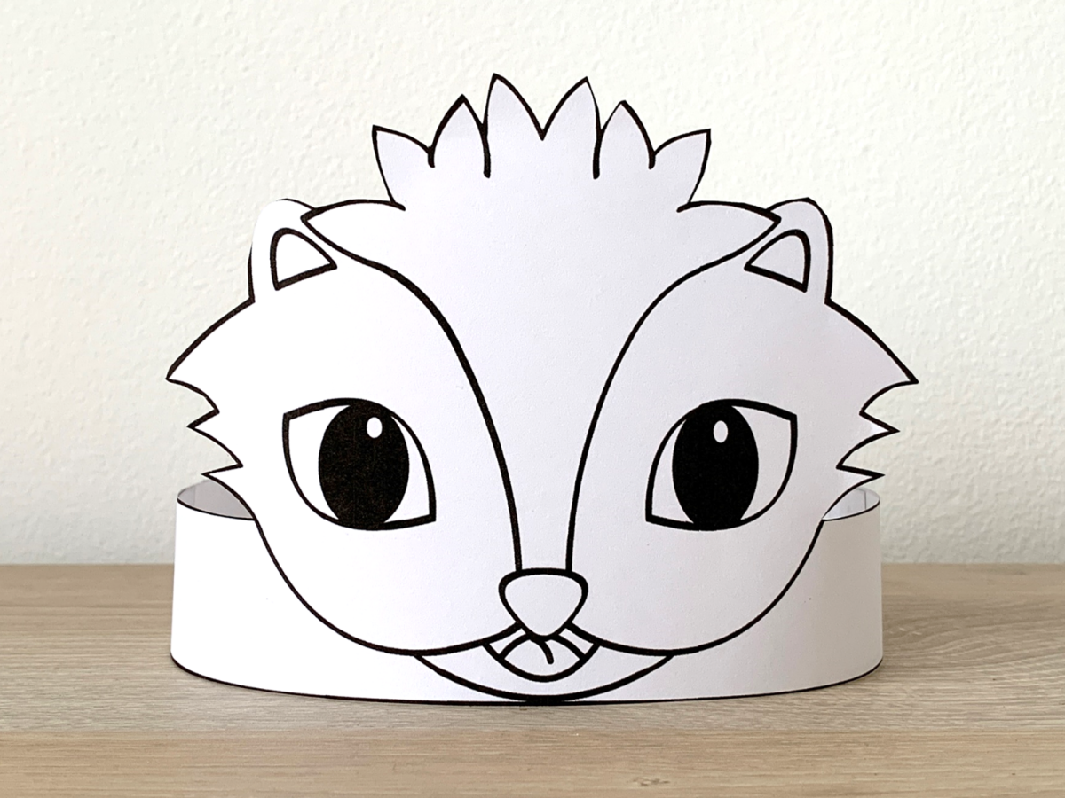 Skunk Paper Crowns Printable Forest Animal Coloring Craft | Made By ...