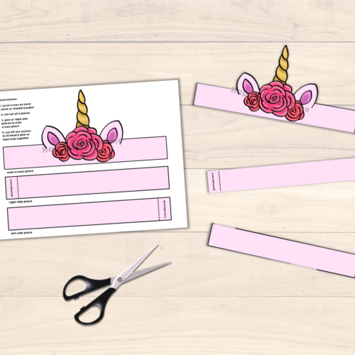 Unicorn Paper Crown Printable Flowers Costume Craft Activity | Made By ...