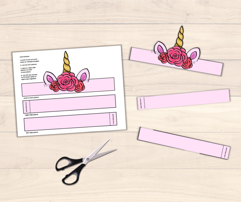 Unicorn Paper Crowns Printable Flowers Coloring Craft Activity | Made ...