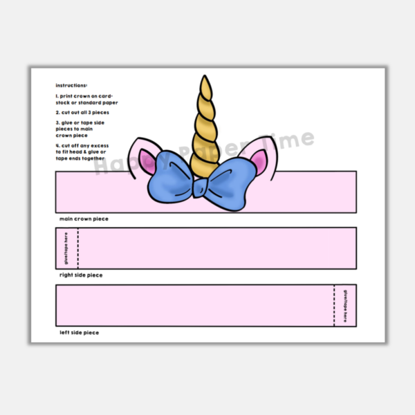 Unicorn Paper Crown Printable Bow Costume Craft Activity | Made By Teachers