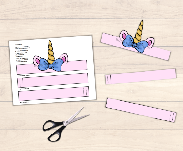 Unicorn Paper Crowns Printable Bow Coloring Craft Activity | Made By ...