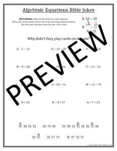 Algebraic Equations Bible Jokes - Made By Teachers