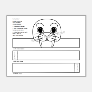 Walrus Paper Crown Printable Ocean Sea Animal Coloring Craft | Made By ...