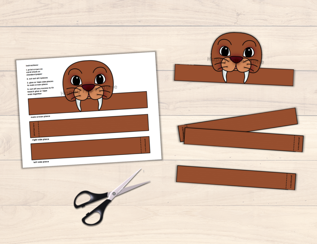 Walrus Paper Crown Printable Ocean Sea Animal Costume Craft - Made By ...