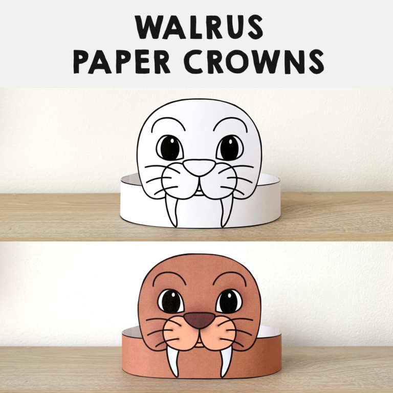 Walrus Paper Crowns Printable Ocean Sea Animal Coloring Craft | Made By ...