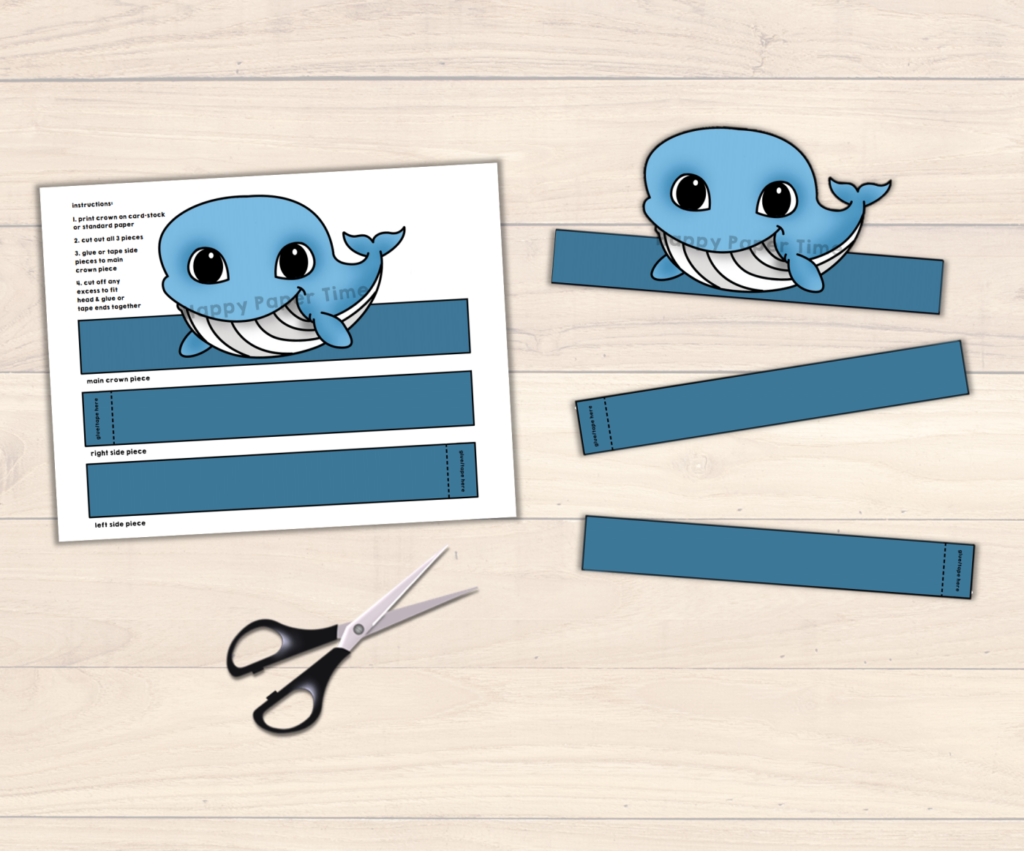 Whale Paper Crown Printable Ocean Sea Animal Costume Craft | Made By ...