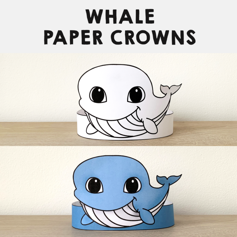 Whale Paper Crowns Printable Ocean Sea Animal Coloring Craft | Made By ...