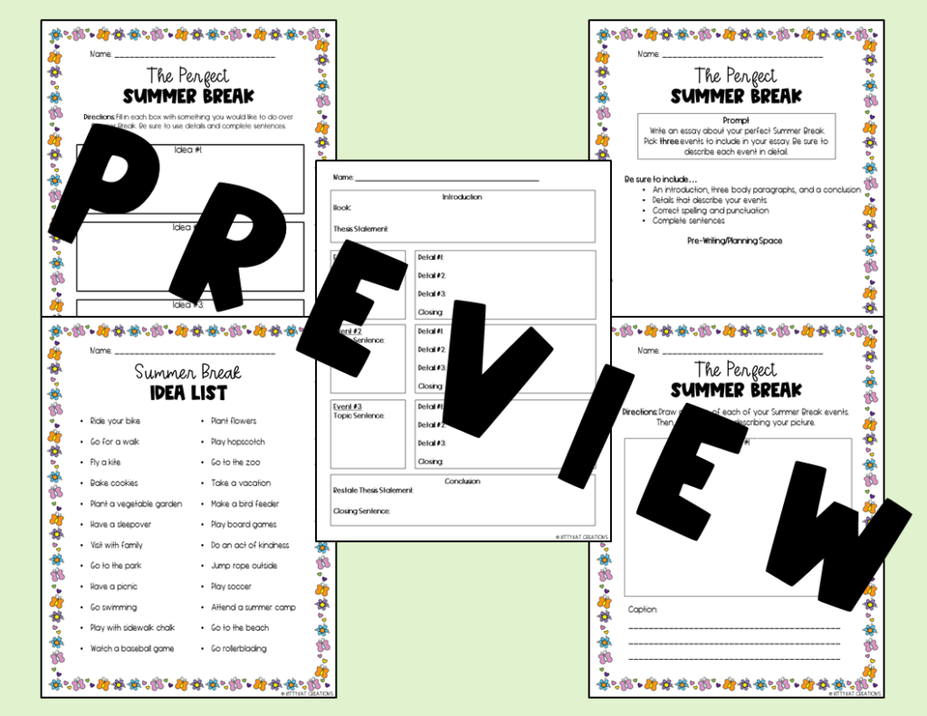 The Perfect Summer Break 5 Paragraph Essay Writing Project | Made By ...