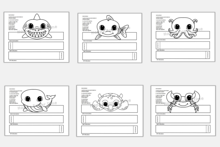 Ocean Animals Sea Paper Crowns Printable Coloring Craft Activity | Made ...
