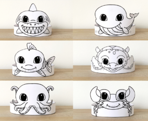 Ocean Animals Sea Paper Crowns Printable Coloring Craft Activity | Made ...