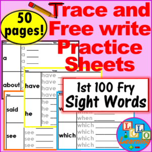 Trace and Free-Write Practice Sheets: 1st 100 FRY SIGHT WORDS! preK-1st ...