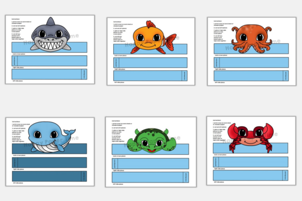 Ocean Animals Sea Paper Crowns Printable Costume Craft Activity - Made ...