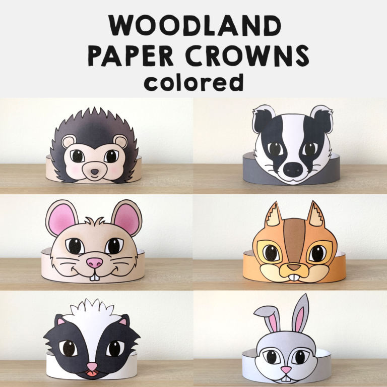Woodland Animals Paper Crowns Printable Costume Forest Craft Activity ...