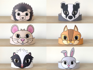 Woodland Animals Paper Crowns Printable Costume Forest Craft Activity ...