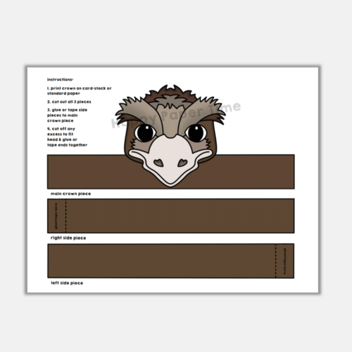 Emu Paper Crown Printable Australian Animal Costume Craft - Made By ...