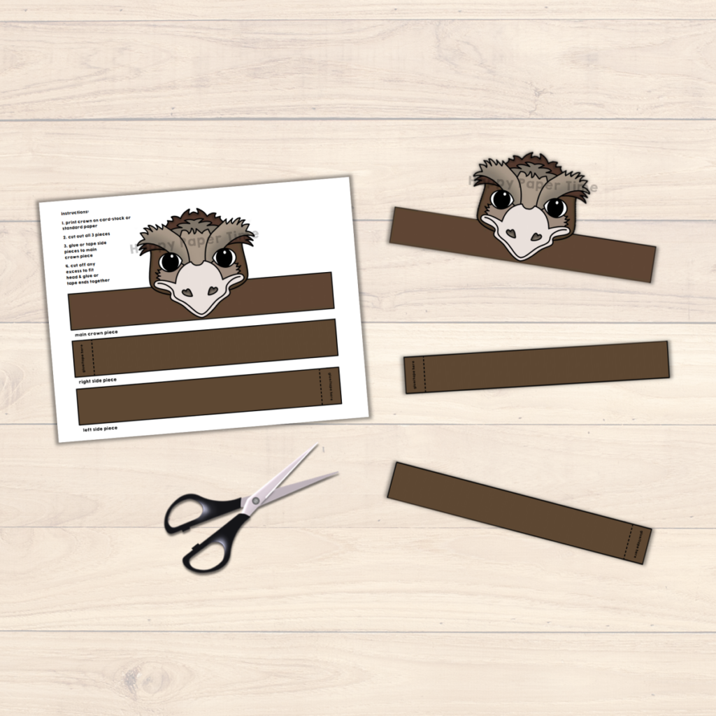 Emu Paper Crown Printable Australian Animal Costume Craft - Made By ...