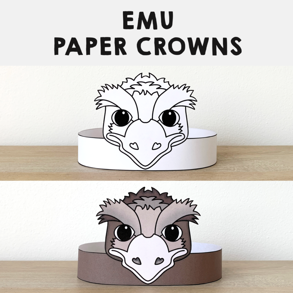 Emu Paper Crown Printable Australian Animal Coloring Craft | Made By ...