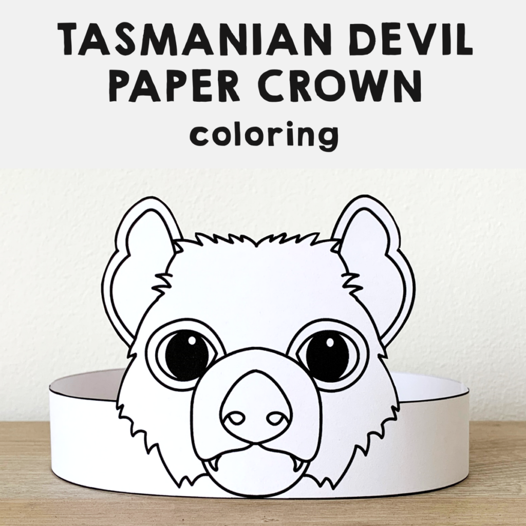 Tasmanian Devil Paper Crown Printable Australian Animal Coloring Craft ...