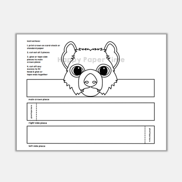 Tasmanian Devil Paper Crown Printable Australian Animal Coloring Craft ...