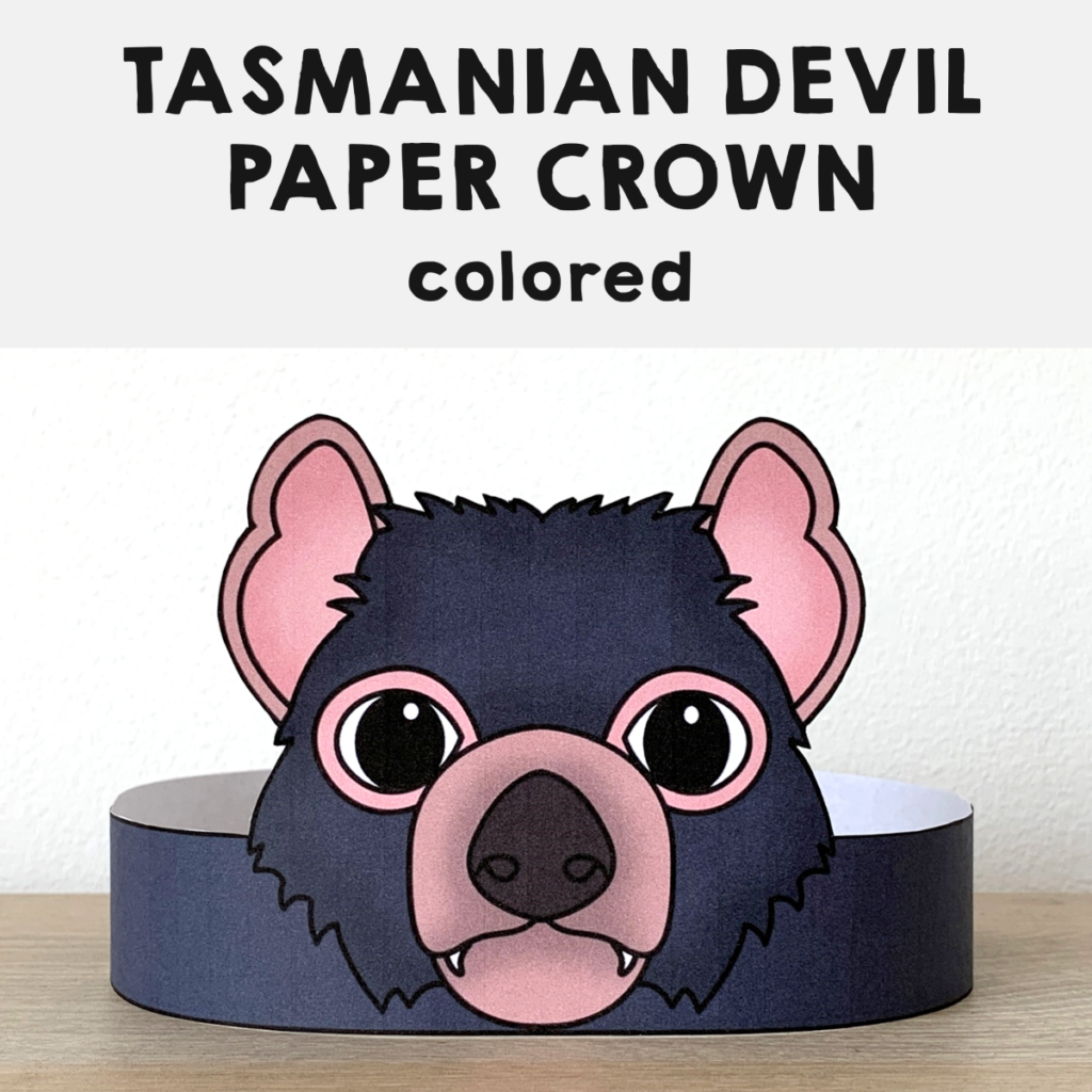 Tasmanian Devil Paper Crown Printable Australian Animal Costume Craft ...