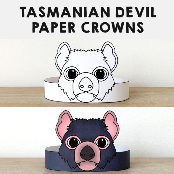 Tasmanian Devil Paper Crown Printable Australian Animal Coloring Craft ...