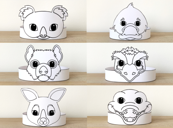 Australian Animals Paper Crowns Printable Coloring Costume Craft ...