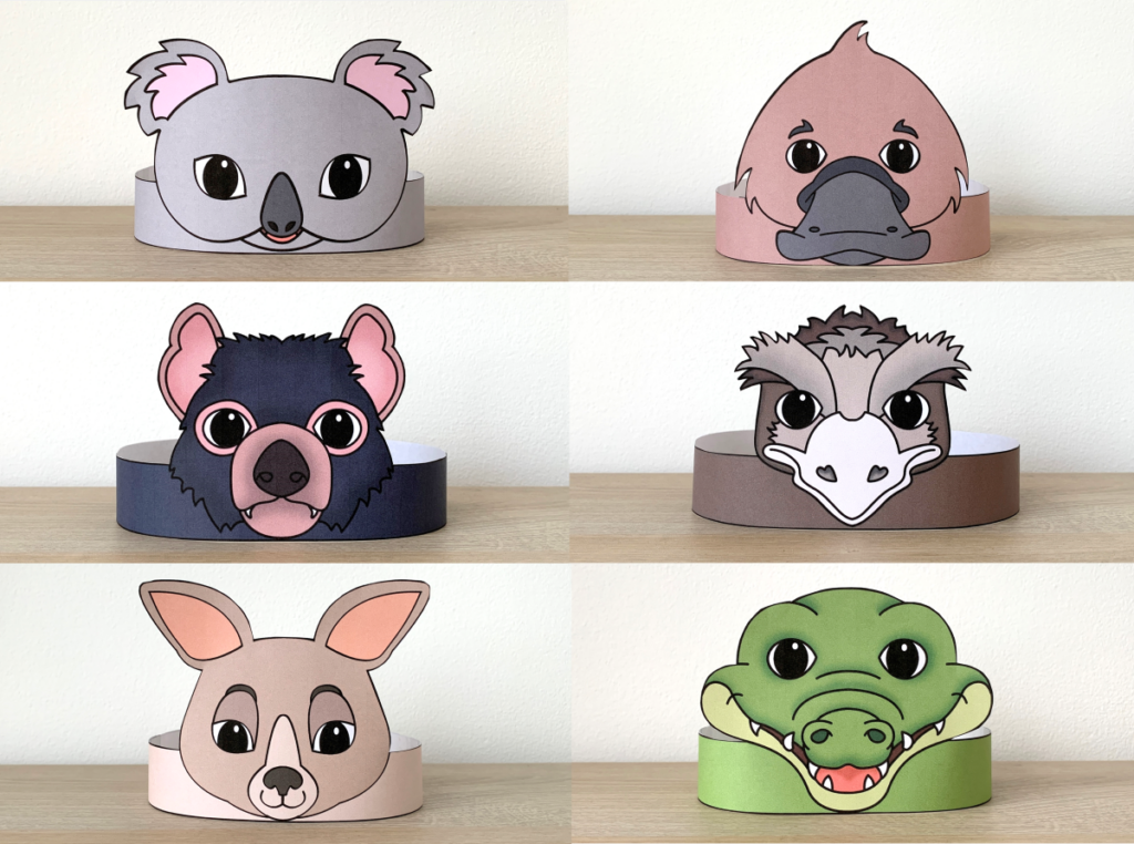 Australian Animals Paper Crowns Printable Costume Craft Activity | Made ...