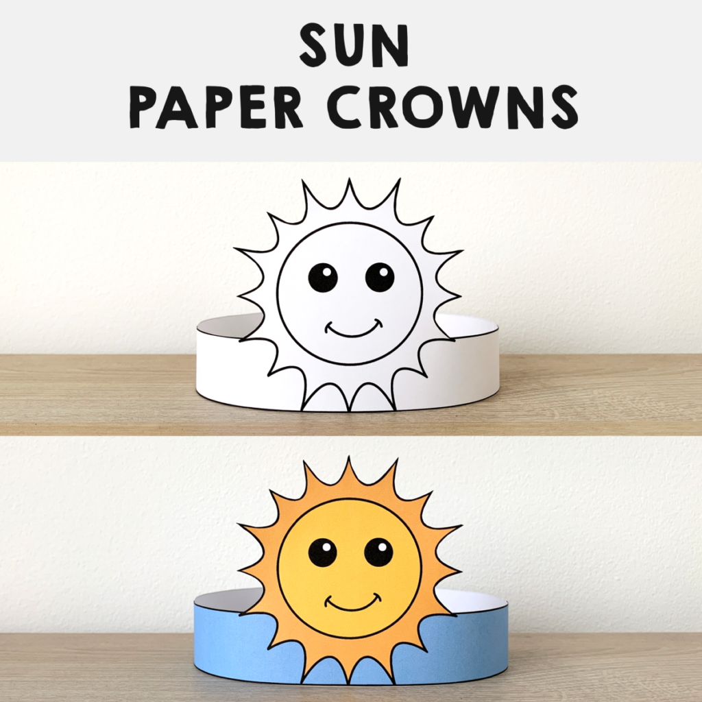 Sun Paper Crowns Printable Astronomy Space Coloring Craft | Made By ...