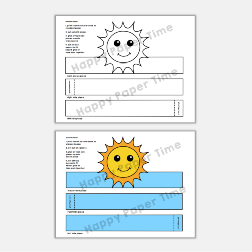 Sun Paper Crowns Printable Astronomy Space Coloring Craft | Made By ...
