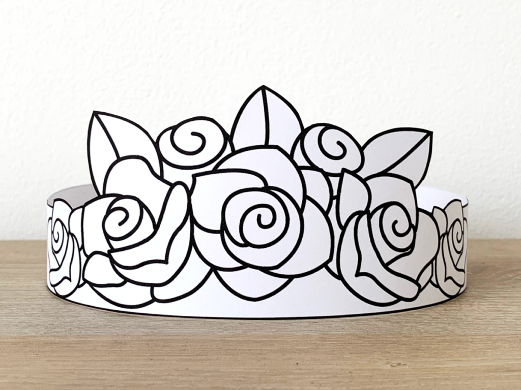 Roses Paper Crown Printable Flower Spring Summer Coloring Craft | Made ...