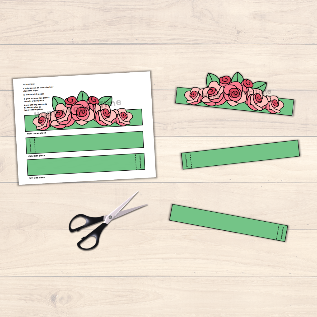 Roses Paper Crown Printable Flower Spring Summer Costume Craft | Made ...