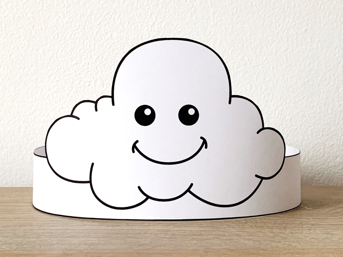 Cloud Paper Crown Printable Astronomy Weather Coloring Craft - Made By ...