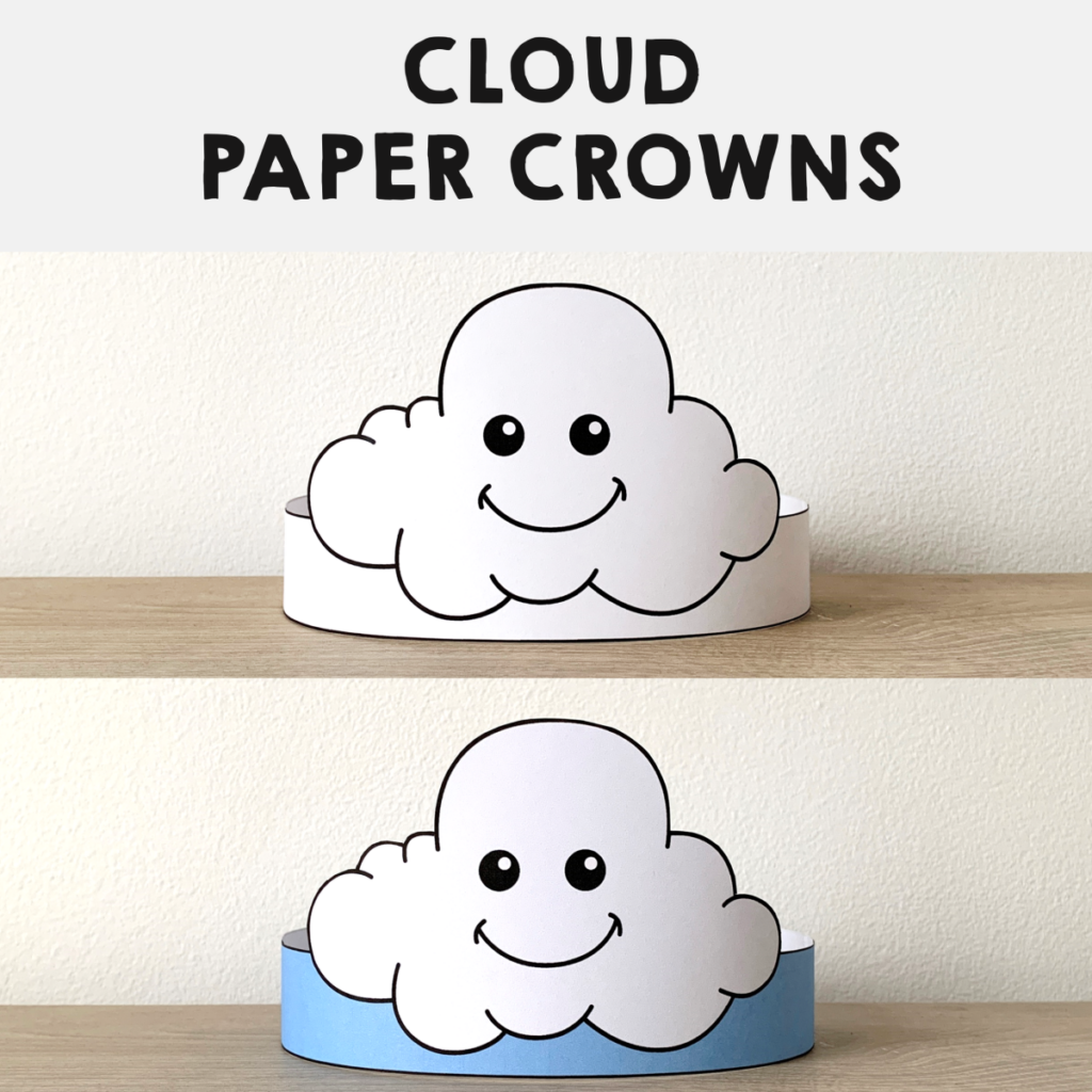 Cloud Paper Crown Printable Astronomy Weather Coloring Costume Craft ...