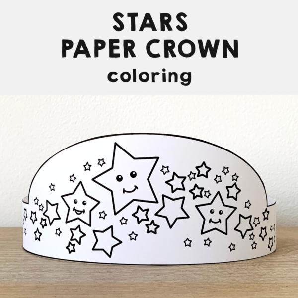 Stars Paper Crown Printable Astronomy Weather Coloring Craft | Made By ...