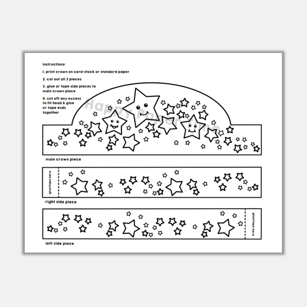 Stars Paper Crown Printable Astronomy Weather Coloring Craft | Made By ...