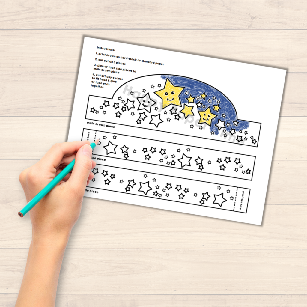 Stars Paper Crown Printable Astronomy Weather Coloring Craft | Made By ...