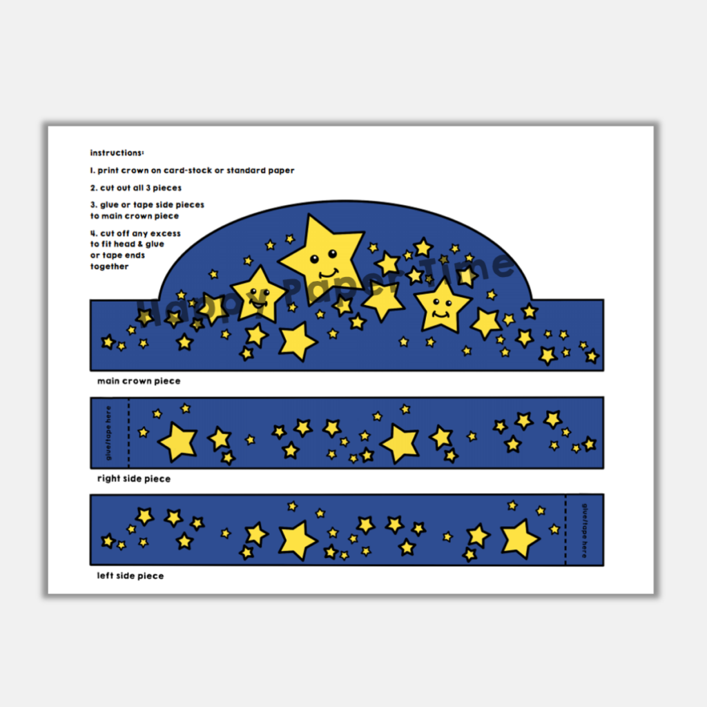 Stars Paper Crown Printable Astronomy Weather Costume Craft | Made By ...