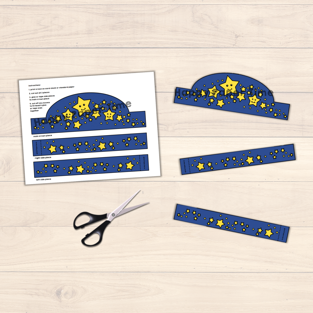 Stars Paper Crown Printable Astronomy Weather Costume Craft - Made By ...