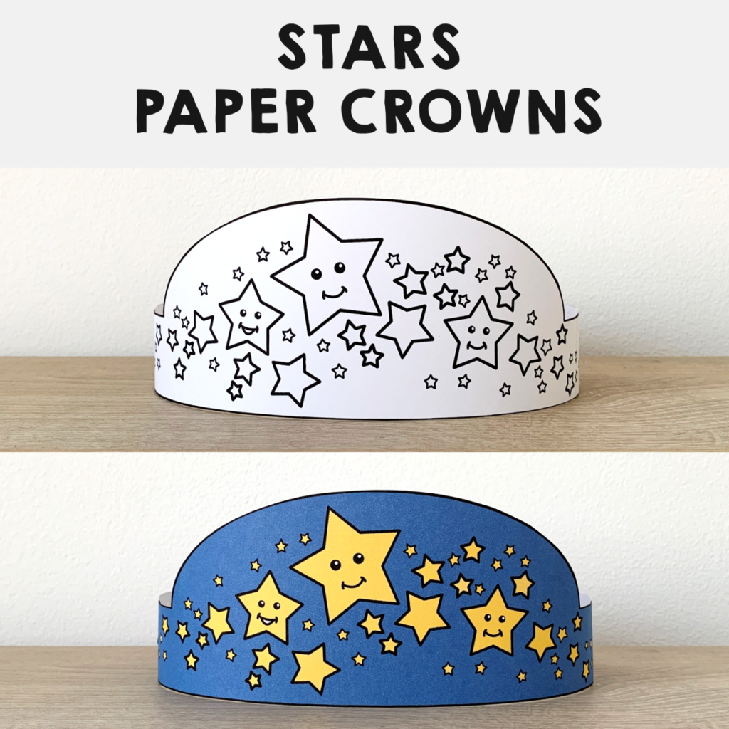 Stars Paper Crown Printable Astronomy Weather Coloring Costume Craft ...