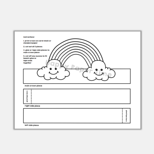 Rainbow Paper Crown Printable Spring Weather Coloring Craft - Made By ...