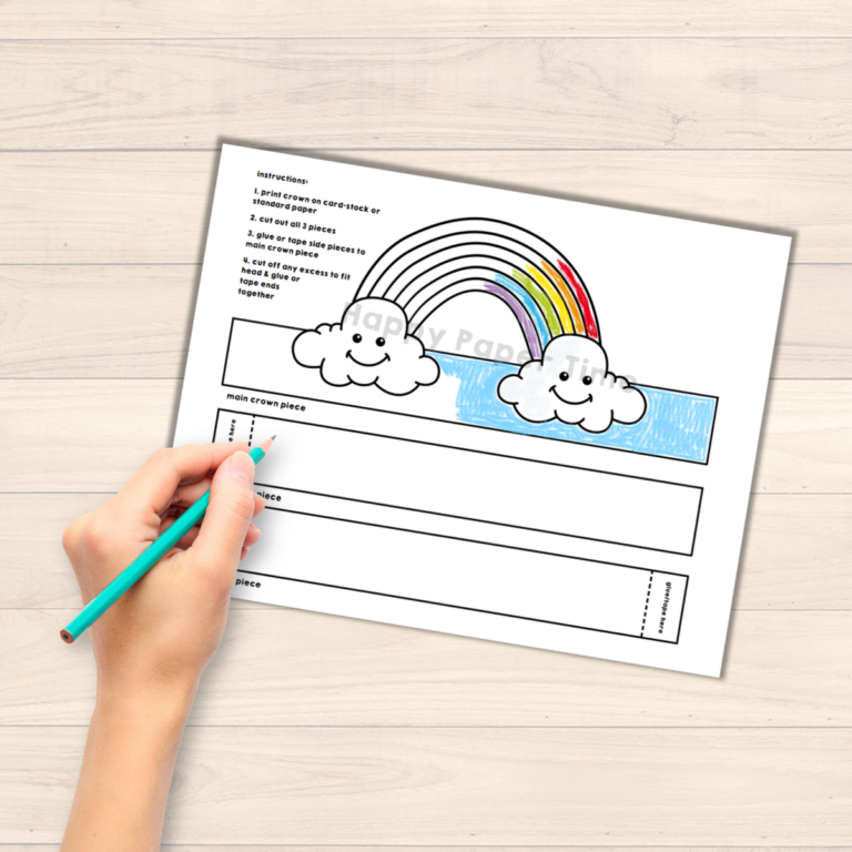 Rainbow Paper Crown Printable Spring Weather Coloring Craft | Made By ...