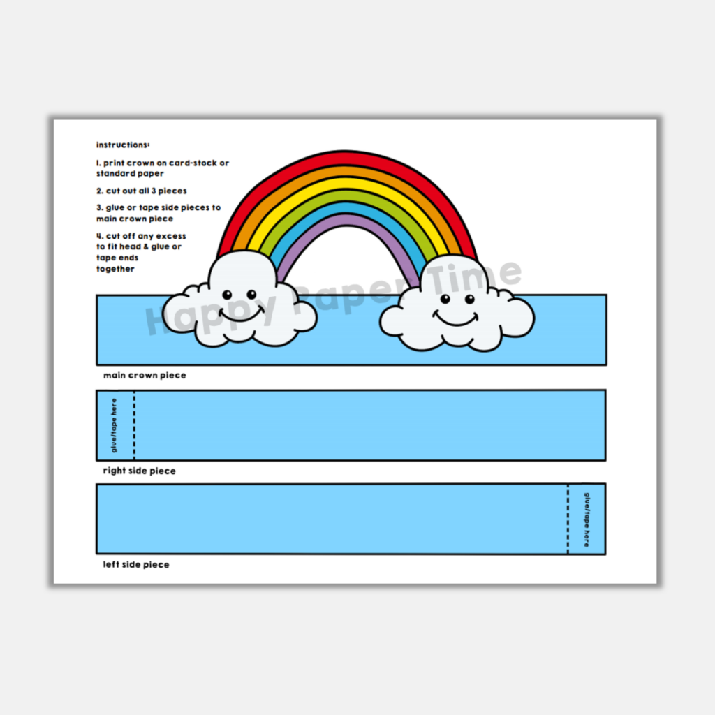 Rainbow Paper Crown Printable Spring Weather Costume Craft | Made By ...