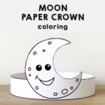Moon Paper Crown Printable Astronomy Weather Coloring Craft - Made By ...
