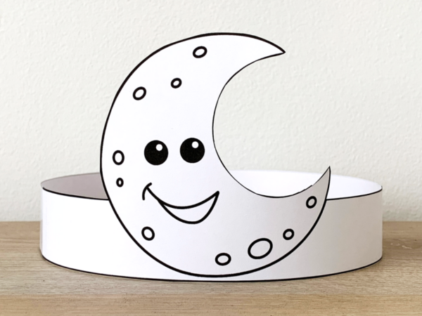 Moon Paper Crown Printable Astronomy Weather Coloring Craft - Made By ...