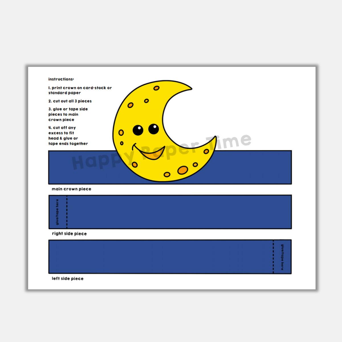 Moon Paper Crown Printable Astronomy Weather Costume Craft - Made By ...